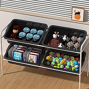 Tyminin 35 L Commercial Bus Tubs Box/Tote Box, Plastic Utility Basin Tub, Black, 4-Pack