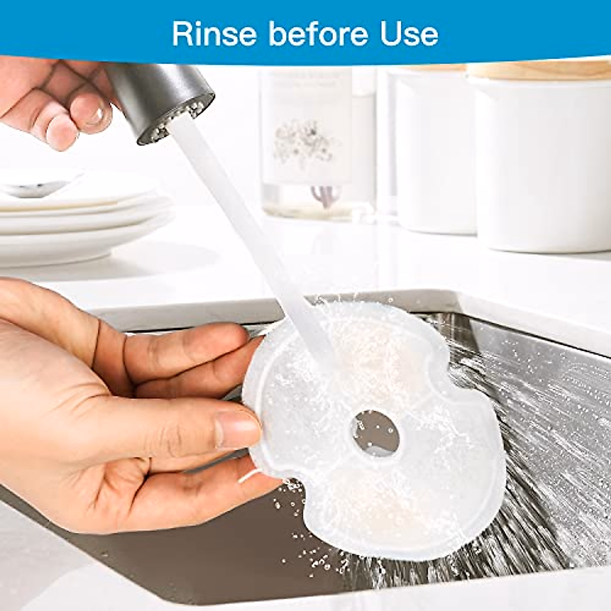 Cepheus Cat Water Fountain Replacement Filters, 8 Packs Pet Fountain Carbon Filters for Stainless Steel Cat Water Fountain, Automatic Pet Drinking Fountain