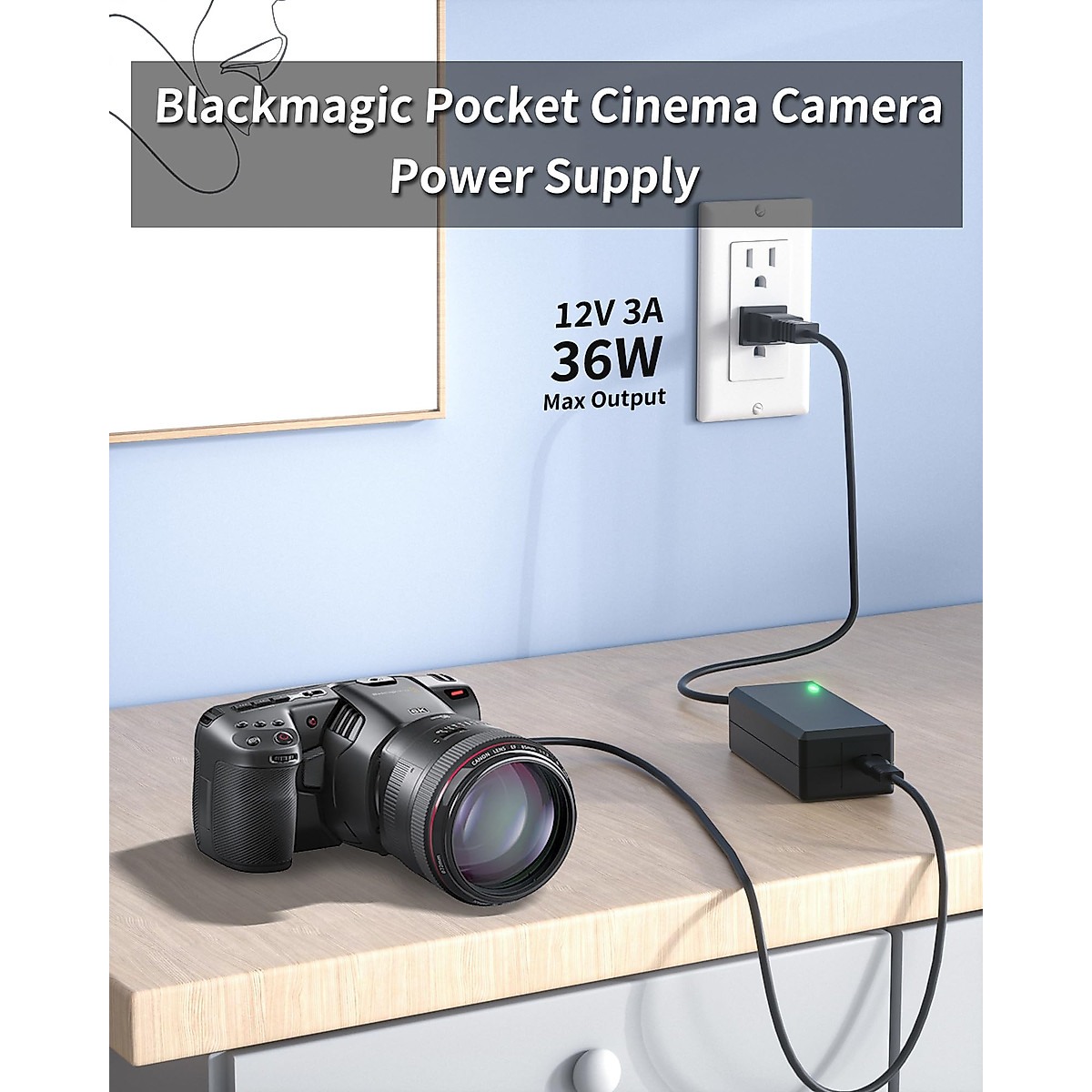 AC Charger for Blackmagic Pocket Cinema Camera 4K, 6K, 6K Pro, 6K G2 ...