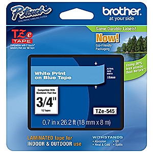 Genuine Brother 3/4" (18mm) White on Blue TZe P-Touch Tape for Brother PT-330, PT330 Label Maker