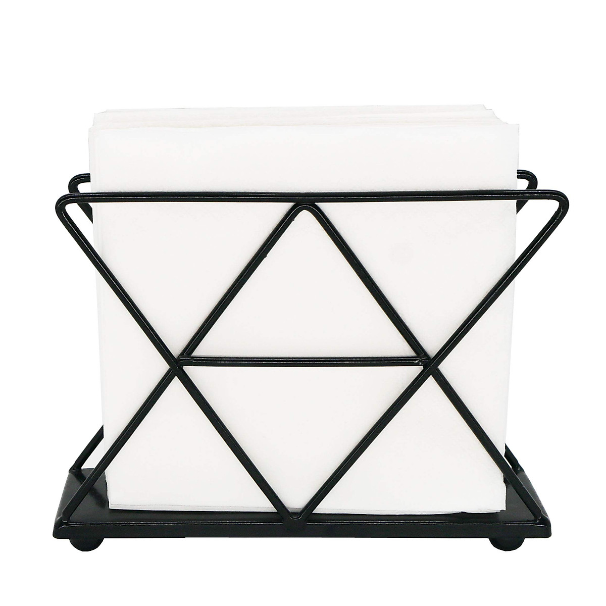 OwlGift Black Modern Geometric Triangle Metal Wire Upright Napkin Holder