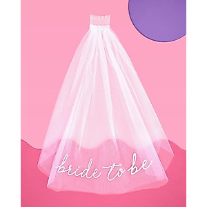 xo, Fetti Bachelorette Bride To Be Embroidered Veil | BachParty Accessory, Bride To Be Headband Decorations, White Headpiece Bridal Shower Gift, Engagement Supplies, Wedding, Bridesmaid Favors