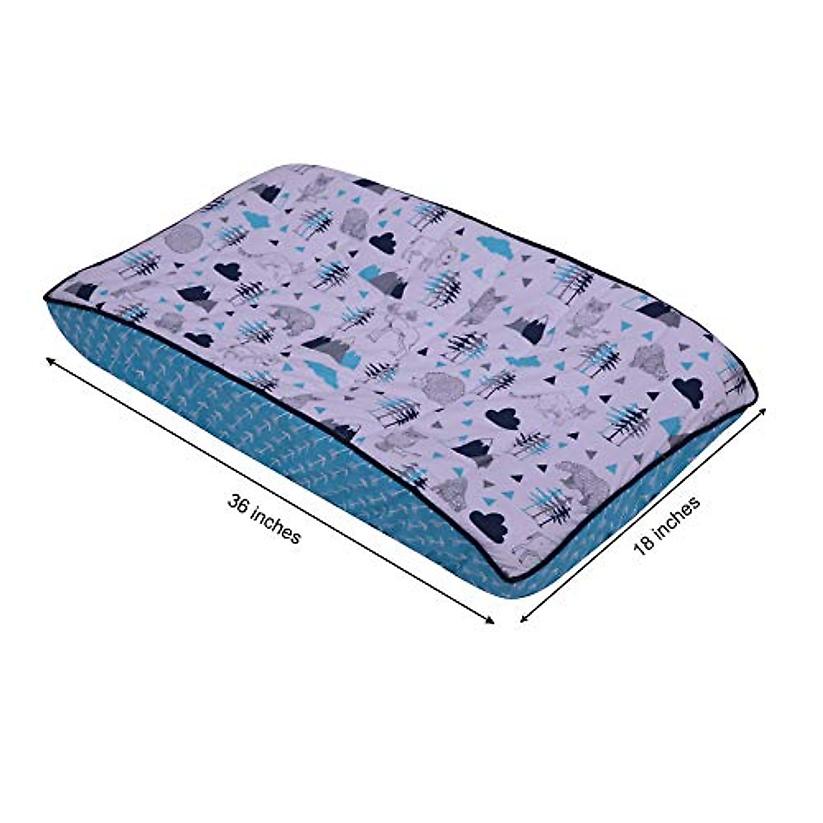 Bacati Woodlands Boys Cotton Changing Pad Cover, Aqua/Navy/Grey