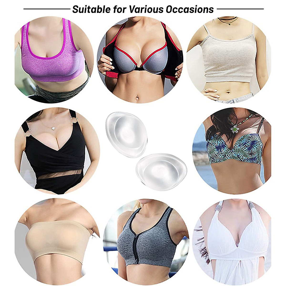 Meddom Silicone Bra Inserts, Gel Breast Pads and Enhancers to Add 2 Cup, Suitable for Dresses/Swimsuits, Fit for C-FF Cup