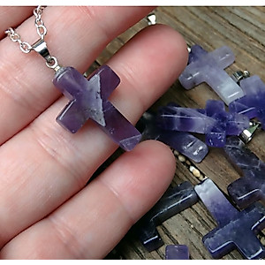 DHYANARSH Amethyst Cross Pendant for Healing and Worship - Balancing Chakras, Spiritual Tranquility