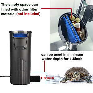 Aquarium Turtle Filter Waterfall Flow Water Clean Pump Bio-Filtration for Reptiles Tank Low Level Waterfall Filter for Small Fish Tank Turtle Tank Shrimp Amphibian Frog Crab (600L/H Aquarium Filter)