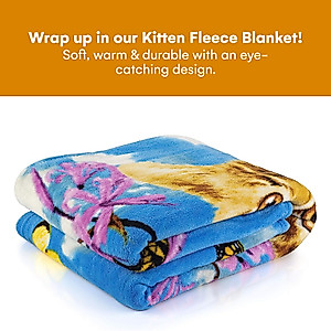 Dawhud Direct Garden Wonder Kittens Fleece Blanket - 50 x 60 Inches Cat Blanket for Bed or Couch - Soft Plush Kitten Blanket for Women, Men, and Kids - Cozy Cat Throw Blanket Ideal Gift for Cat Lovers