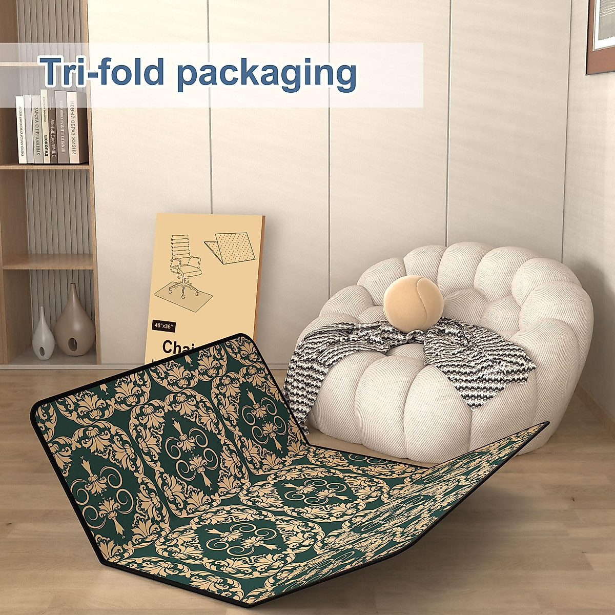 Mapuon Heavy Duty Desk Chair Mat for Carpet & Hardwood Floors, 48" x 36" Exquisite Jacquard Floor Mat Office Chair Mat for Carpeted Floors and Hardwood Floor for Home Office