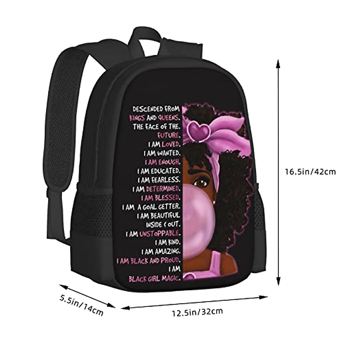 nrseag African American Girl Backpack Black Girl Backpack African Kids Cute Black Girl Bookbag for School Kids Teen Girls
