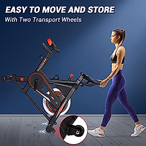 Exercise Bike, DMASUN Magnetic Resistance Pro Indoor Cycling Bike 350lbs Weight Capacity Stationary Bike, Comfortable Seat Cushion, Multi - grips Handlebar, Heavy Flywheel Upgraded Version