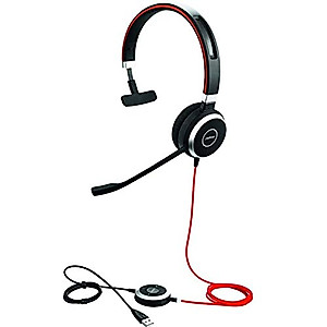 Jabra Evolve 40 UC Mono Headset – Unified Communications Headphones for VoIP Softphone with Passive Noise Cancellation – USB-Cable with Controller – Black