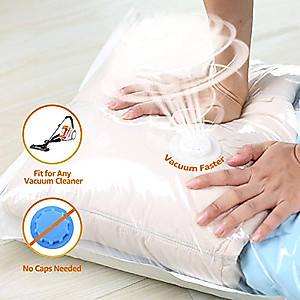 Vacuum Storage Bags, 8 Premium Bags XL, Patented Manual Compression No Pump or Vacuum Needed, Space Saver Tear Resistant Bags