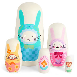 Juvale 5 Piece Set of Unpainted Blank Russian Nesting Dolls for DIY Crafts, Art Projects