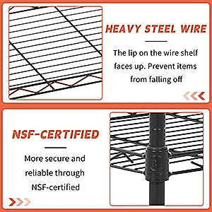 YYkokocat 5-Tier Wire Shelving Adjustable Metal Shelving Unit 48" H Storage Shelves Wire Rack Shelf Organizer for Closet Bathroom Kitchen, 750LB Capacity, 21.5L x 11.6W x 47.6H, Black