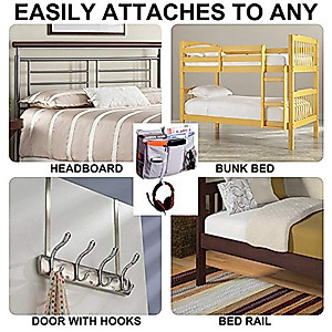MoYag Bedside Storage Organizer, Bedside Caddy Hanging Storage Bag for Bunk and Hospital Beds, Dorm Rooms Bed Rails,Baby Bed,Baby Cart,Car Backrest with 8 Pockets (Grey)