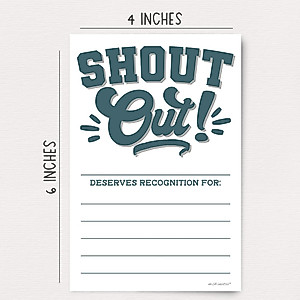 Shout Out Cards For Employees, Office Staff, and Students - Appreciation and Recognition Reward Cards For School or Work Bulletin Board (50 Count)