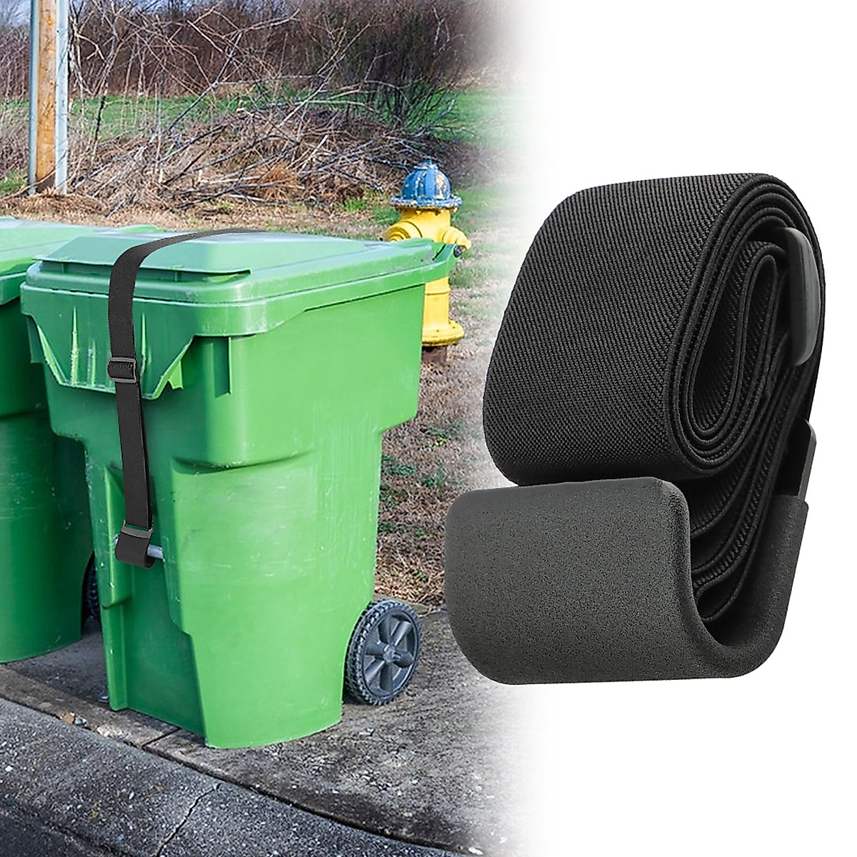 Trash Bin Can Lid Lock for Animals, Bear Proof Trash Can Lid Lock, Semi-Automatic Adjustable Trash Can Bands Universal Garbage Can Lid Lock for Outdoor Squirrels Dogs Bears Raccoon