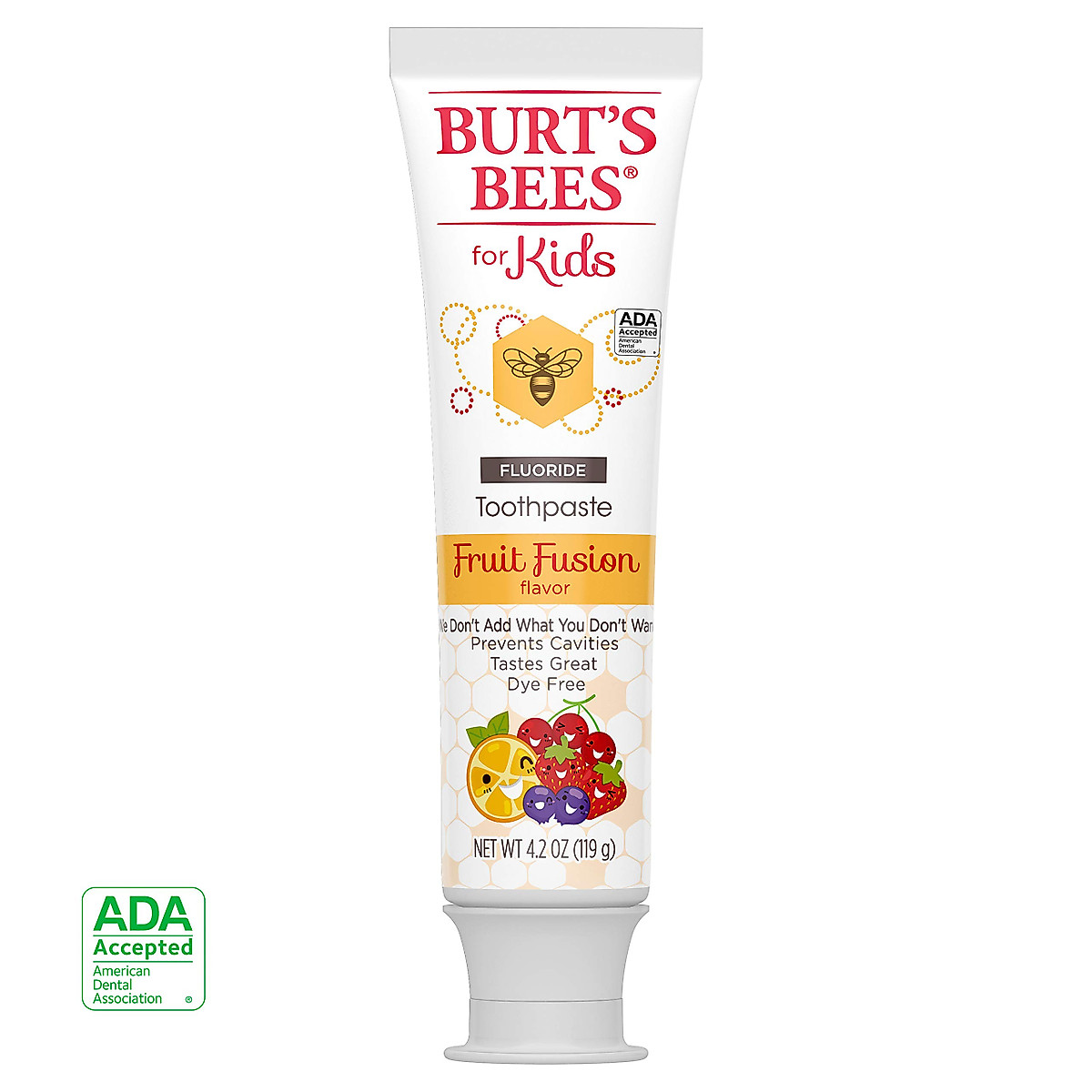 Burt's Bees Kids Toothpaste with Fluoride Fusion Fruit,4.2 Ounce, Pack of 4