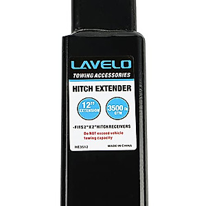 LaVelo 12 inch Hitch Extender, Extension Tube for 2 inch Hitch Receiver, 3500 lbs. GTW