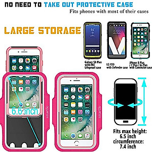 smartlle Arm Phone Holder for Running, Armband Cellphone for 13 12 11 Pro Max/XR/8 7 6s Plus, A/S/Note, Up to 6.9’’, for Exercise Gym Fitness Sports Gear Pink