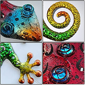wotieuns Metal Gecko Wall Art Metal Lizard Outdoor Wall Decor Suitable for Yard Fence Patio Garden Decor Set of 2
