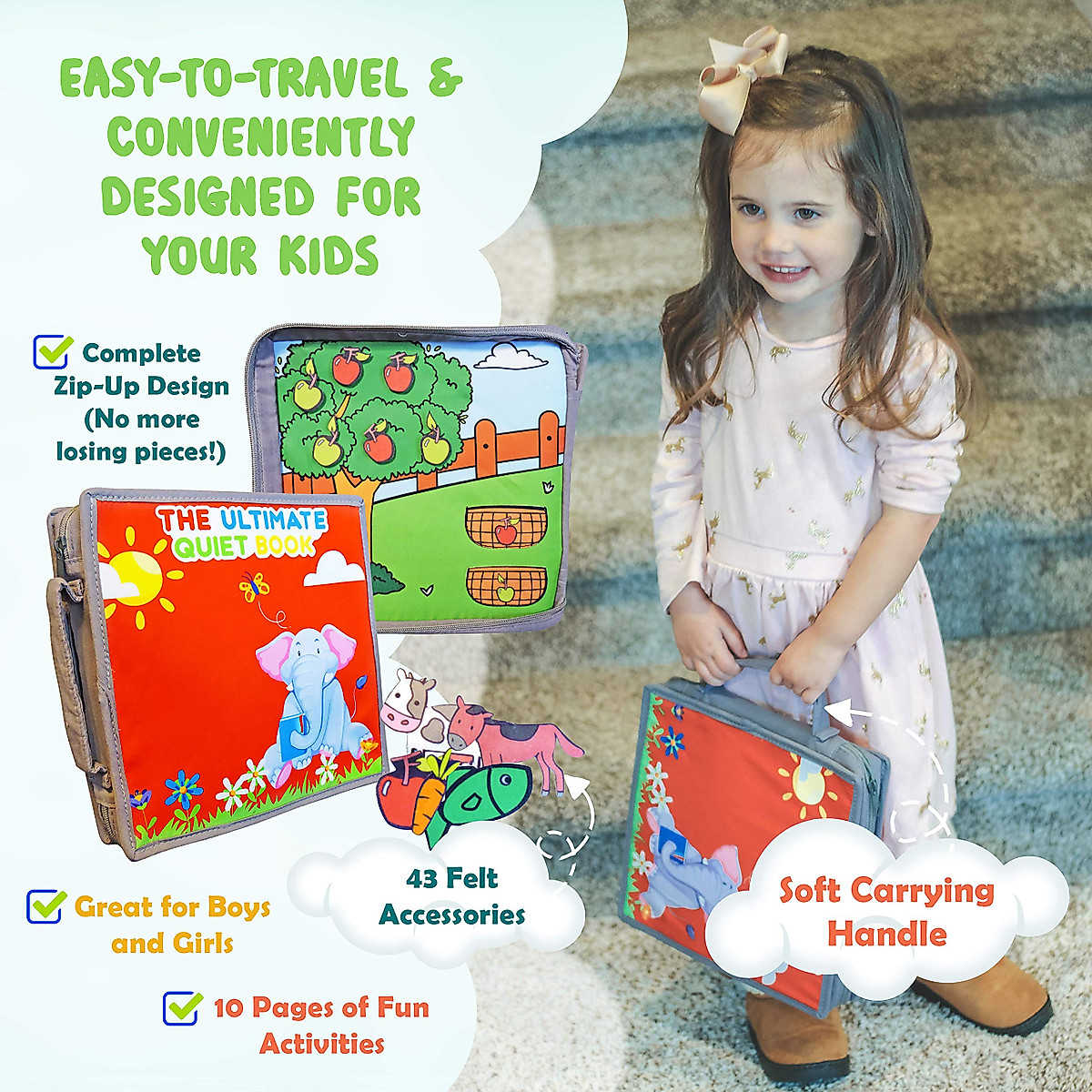 Quiet Book Busy Book for Toddlers Montessori Book Airplane Activity Toy for Car Preschool Travel Activities Road Trip