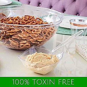 PLASTICPRO Disposable Square Serving Bowls, Party Snack or Salad Bowl, Plastic Clear or White Pack of 4 (16 OUNCE, Clear)