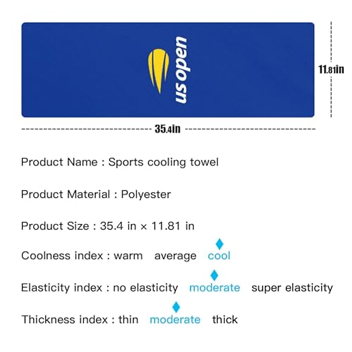 UNKSNAI US Tennis Tournament Quick Drying Sport Towel for Sweat Soft Hand Towel Gym Sports Face Towels (11.81 * 35.4 Inch)