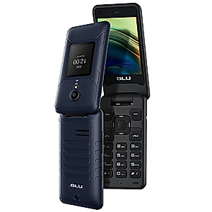 BLU Tank Flip |Unlocked | 4G LTE Flip Phone|2022 | 2.8” + 1.8” Display | Blue