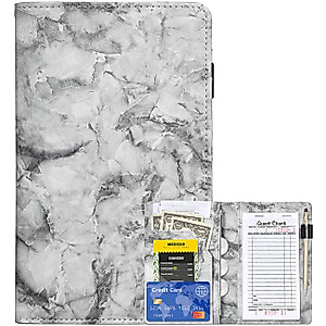 Server Books for Waitress - Marble Texture Leather Waiter Book Server Wallet with Zipper Pocket, Cute Waitress Book&Waitstaff Organizer with Money Pocket Fit Server Apron