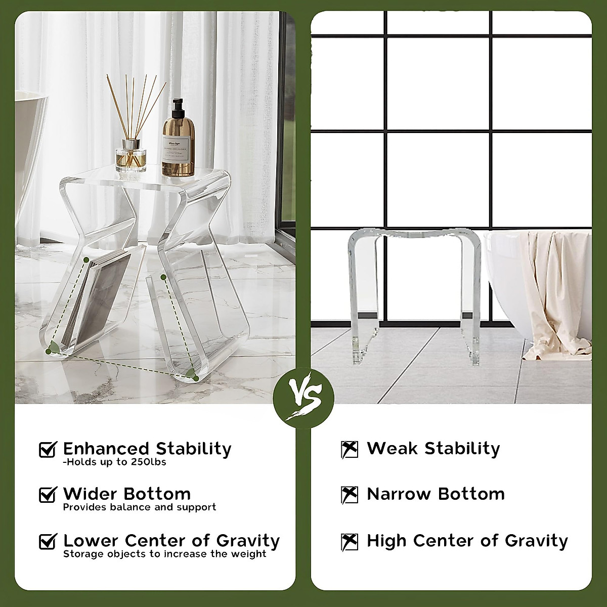 BTLWSI Acrylic Side Table, Acrylic Sofa Table Acrylic Nightstand with Storage Slots, Acrylic Clear End Table Stool for Living Room, Modern Clear Acrylic Coffee Table, 17" D x 12.2" W x 11.6" H