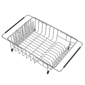 SANNO Dish Drying Rack with Stainless Steel Utensil Holder Expandable Dish Rack Drainer Sink Dish Rack, Deep Large Dish Drainer Dish Rack in Sink On Counter