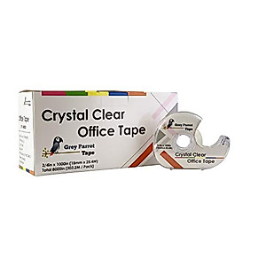 Greyparrot Office Clear Office Refill Tape Rolls + Dispenser(8 Pack),(3/4” X 1000in/pack). for Craft Jobs, Gift Wrapping, Office Work Clear(Transparent) Glossy Finish, Refillable (8000 inch/Total)