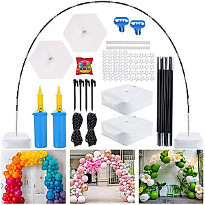 JOYYPOP Improved Balloon Arch Kit, 10ft Wide & 9ft Tall Balloon Arch Stand with Base for Birthday Baby Shower Graduation Party Decorations Wedding Supplies With 2 Handheld Pumps