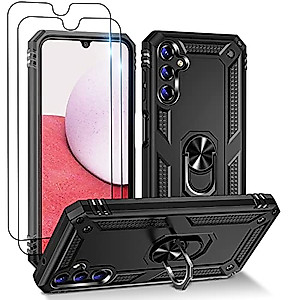 Dzxouui for Samsung A14 5G Case with [2 Pack] Screen Protector, Military Grade Shockproof Cover Full Body Protection Hard Phone Cases for Samsung Galaxy A14 5G Built-in Magnetic Kickstand - Black