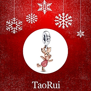 TAORUI Piglet Dangle Charm for Women Bracelets Necklaces in 925 Sterling Silver,Mother's Day Birthday Christmas Valentine's Day Gifts for Women