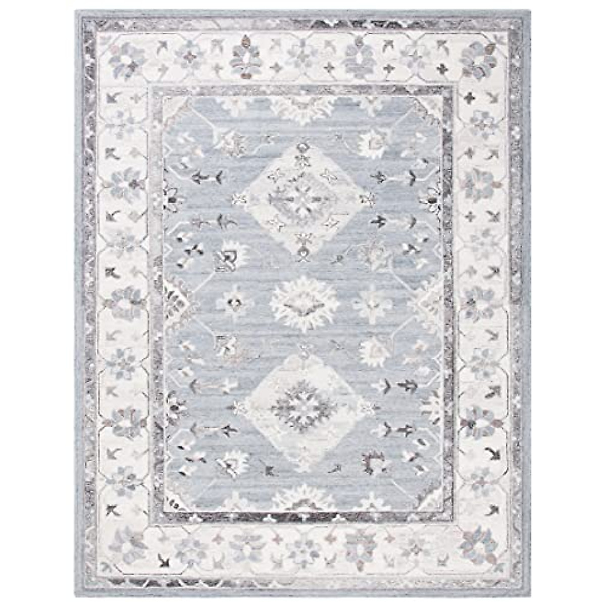 Safavieh Suzani Collection 9' x 12' Grey/Ivory SZN331A Handmade Boho Wool Area Rug
