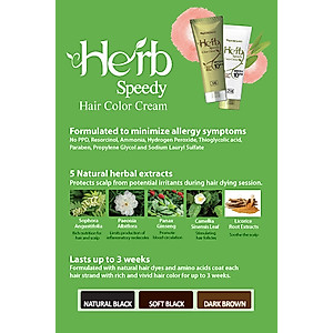 DONGSUNG Herb Speedy Color Cream (Natural Black, 1 Pack), PPD-Free Ammonia-Free Vegan Hair Dye with Sun Protection, Odorless, Gentle for Sensitive Scalp, No Eye or Scalp Irritation