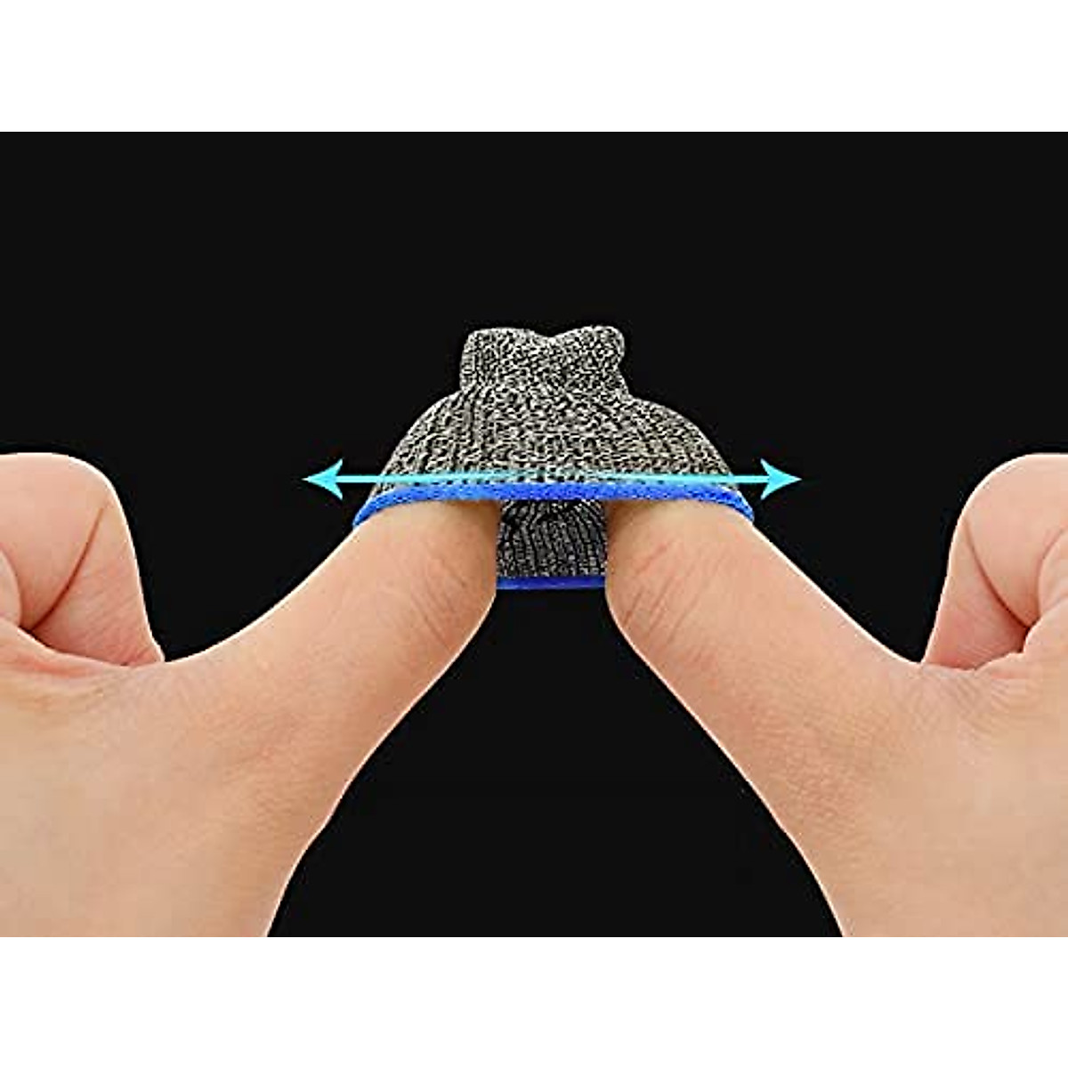 QQQ Black Fiber Blue Stripe Gaming Gloves for Sweaty Hands Finger Sleeves Mobile Game Controllers (Pack of 2) Anti-Sweat Breathable Thumb Sleeve League Legend, PUBG, Rules Survival Free Size