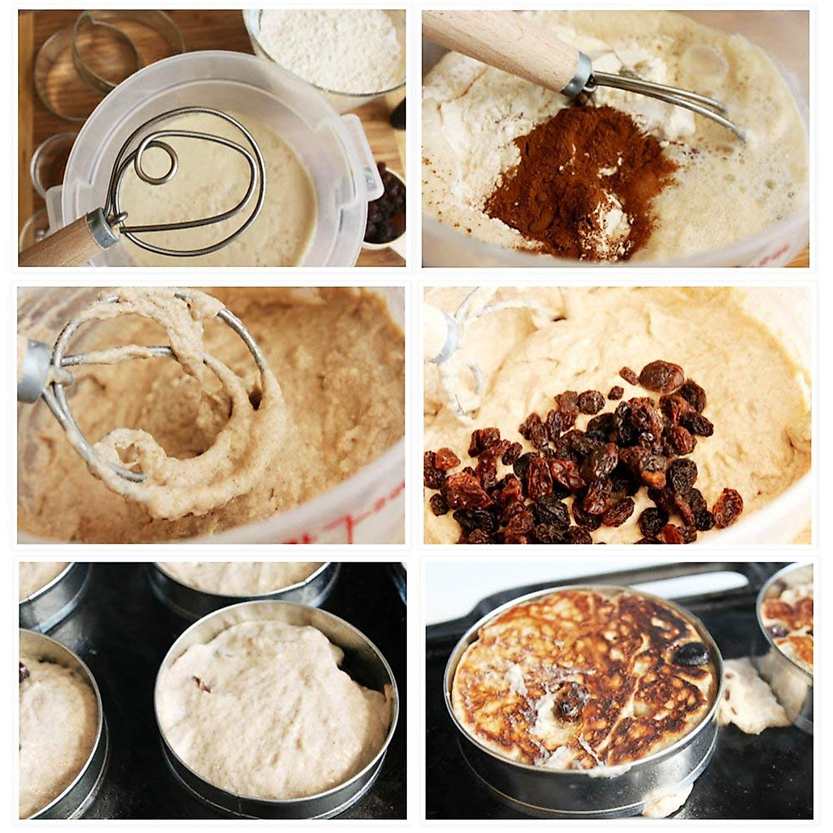 CFIKTE 13.5 Inch Stainless Steel Danish Dough Whisk Dutch Dough Whisks Bread Whisk for pastry, pizza. Great alternatives to a blender, mixer or hook（2 Pack）