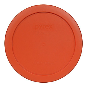 Pyrex 7201-PC Round 4 Cup (4) Butter Yellow, (4) Pumpkin Orange and (4) Edamame Green Plastic Storage Lids, Made in USA