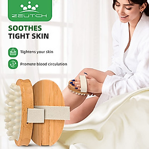 Premium Dry Brushing Body Brush Set for Lymphatic Drainage and Cellulite Treatment, Boar Bristle Long Handle Face Cleansing Brush for A Glowing Skin, 5 Pack