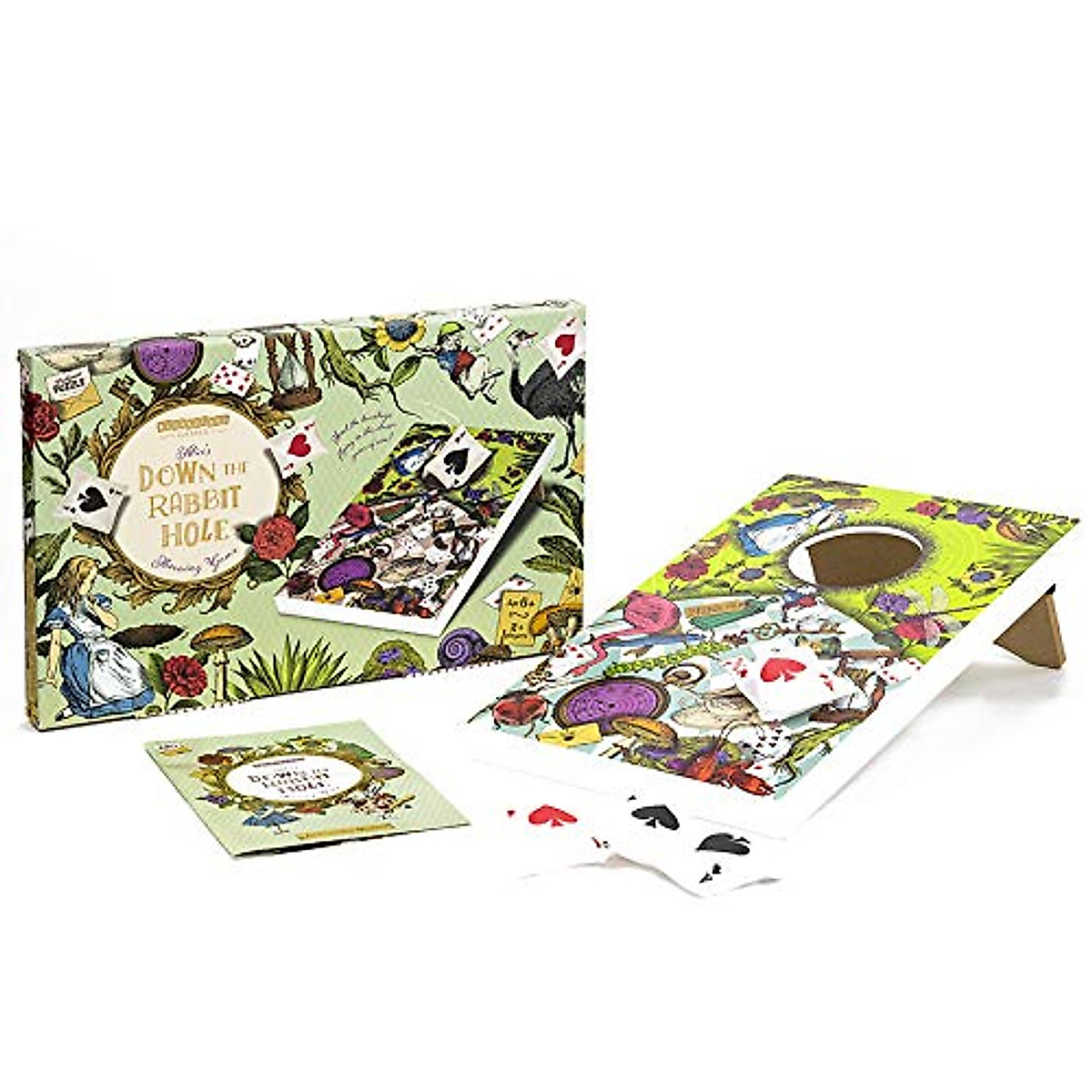 Professor PUZZLE Down The Rabbit Hole - Alice in Wonderland Themed Corn Hole Game/Bean Bag Toss Game