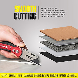 Berkling Utility Knife Blades 50 PCS With Dispenser, SK2H Laser Sharpened Hardened Black Carbon Steel, Ultra 3X Sharper, and 5X More Durable, Standard T-Shape Replacement Box Cutter Razor Blades