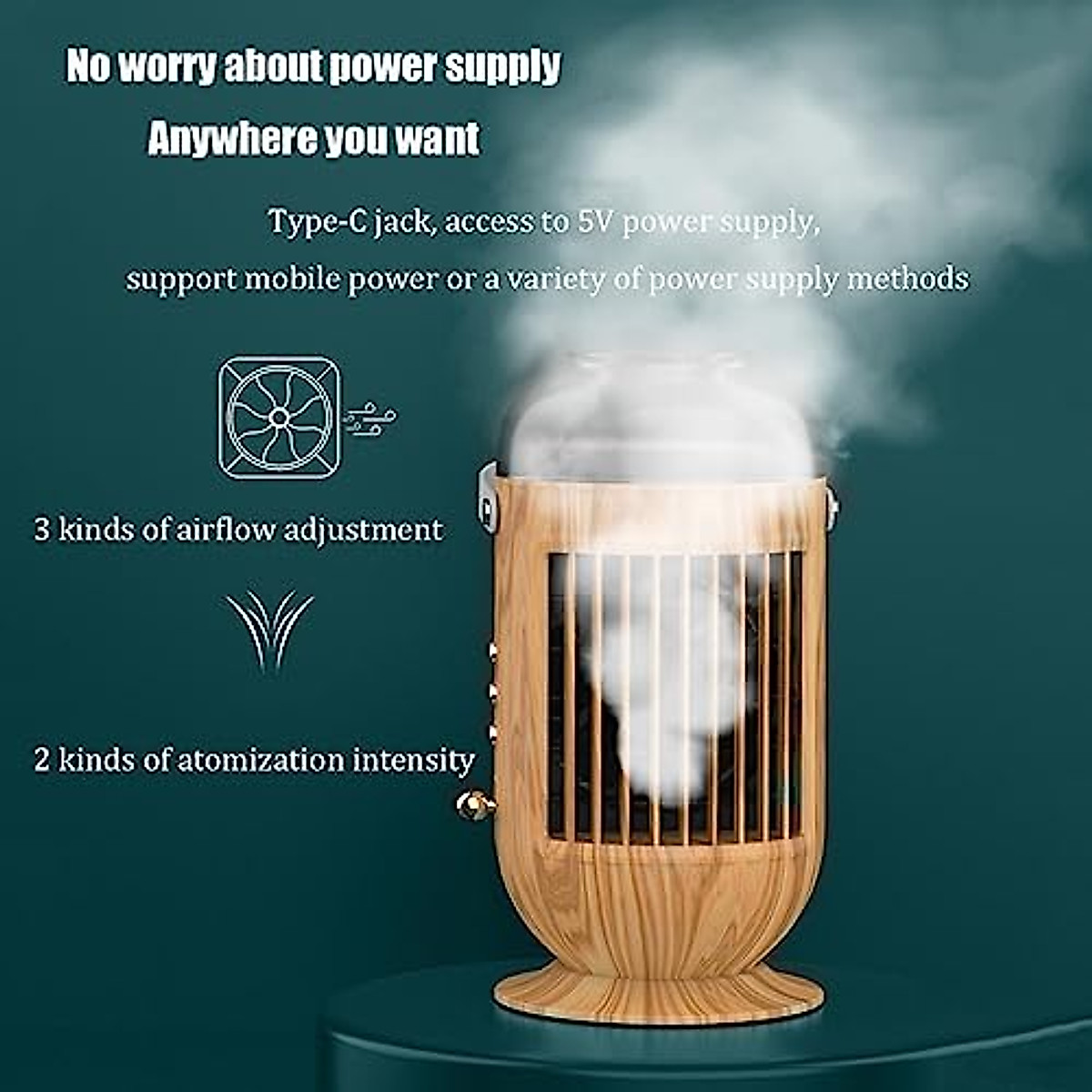 KALWEL,Portable Air Conditioners,Fans That Blow Cold Air,Mini Air Conditioner,Air Conditioner Portable for Room-3 Adjustable Speeds,USB,Support Remote Control,400ml,12V-for Bedroom,Office,RV,Camping