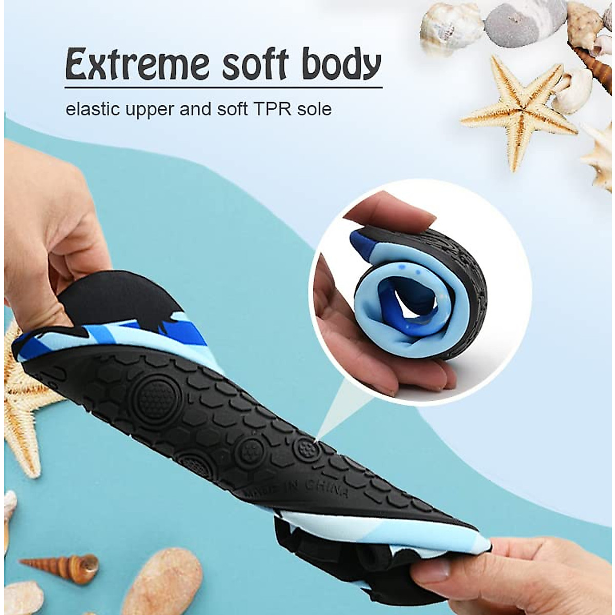 Women's Water Shoes Aqua Socks for Outdoor Beach Swim Surf Yoga Exercise Beach Swim Barefoot Sports Shoes(Beach02, 10-11)