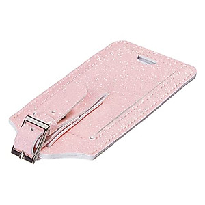 Gostwo 2 Pack Luggage Tags Leather Case Luggage Bag Tags Travel Tags(Sparking Pink)
