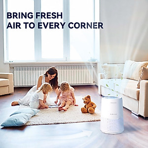VENDFO Air Purifiers for Bedroom, H13 HEPA Air Purifiers - 24dB Ultra-Quiet Sleep Mode, 360° Outlet Air Cleaner, 99.97% Particle Capture - Perfect for Home, Smoker, Allergies, VF10 (Cream White)