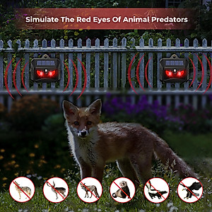 Solar Animal Repeller, 2024 Upgraded Predator Nocturnal Animal Repellent, Red Led Light Control Outdoor Deterrent Coyote Raccoon Deer Fox Skunk Squirrel for Garden Yard Farm Chicken Coop (2)