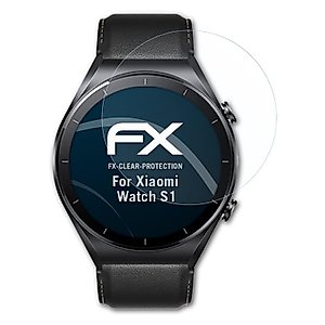 atFoliX Screen Protection Film compatible with Xiaomi Watch S1 Screen Protector, ultra-clear FX Protective Film (3X)